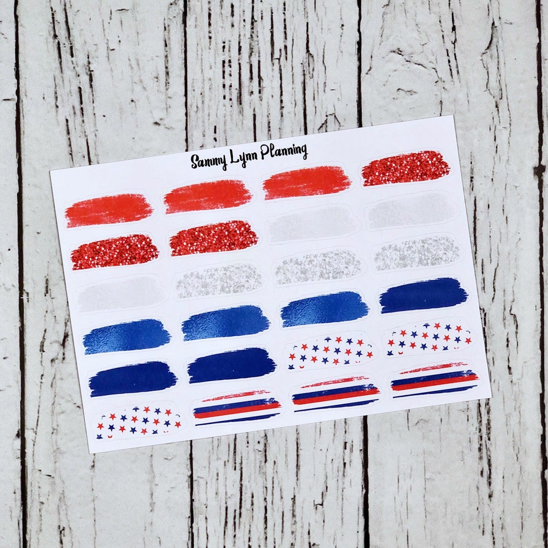 Patriotic Brush Stroke Stickers - Brush Stroke Boxes - Etsy