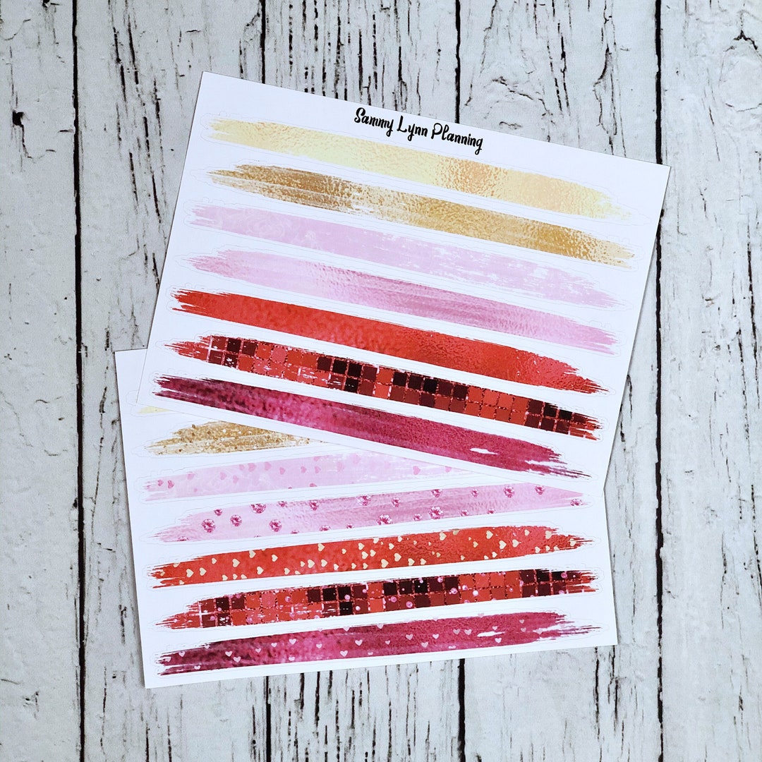 Valentine Brush Stroke Stickers - Washi Strips - Etsy
