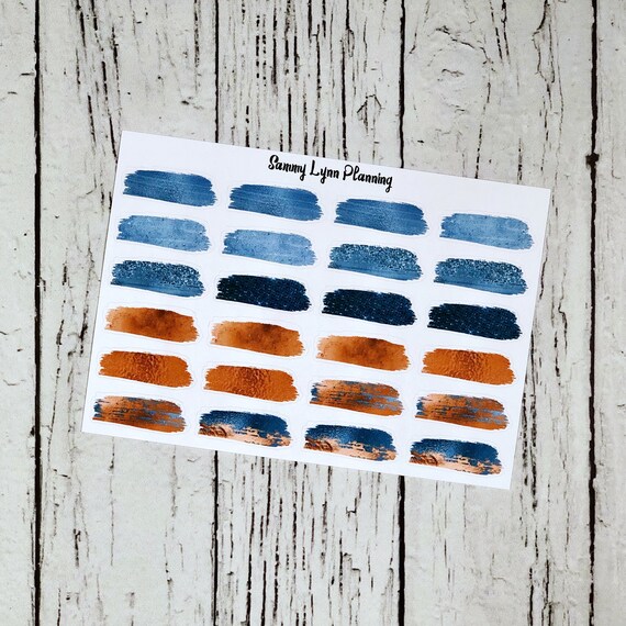 Blue and Bronze Brush Stroke Stickers Brush Stroke Boxes | Etsy