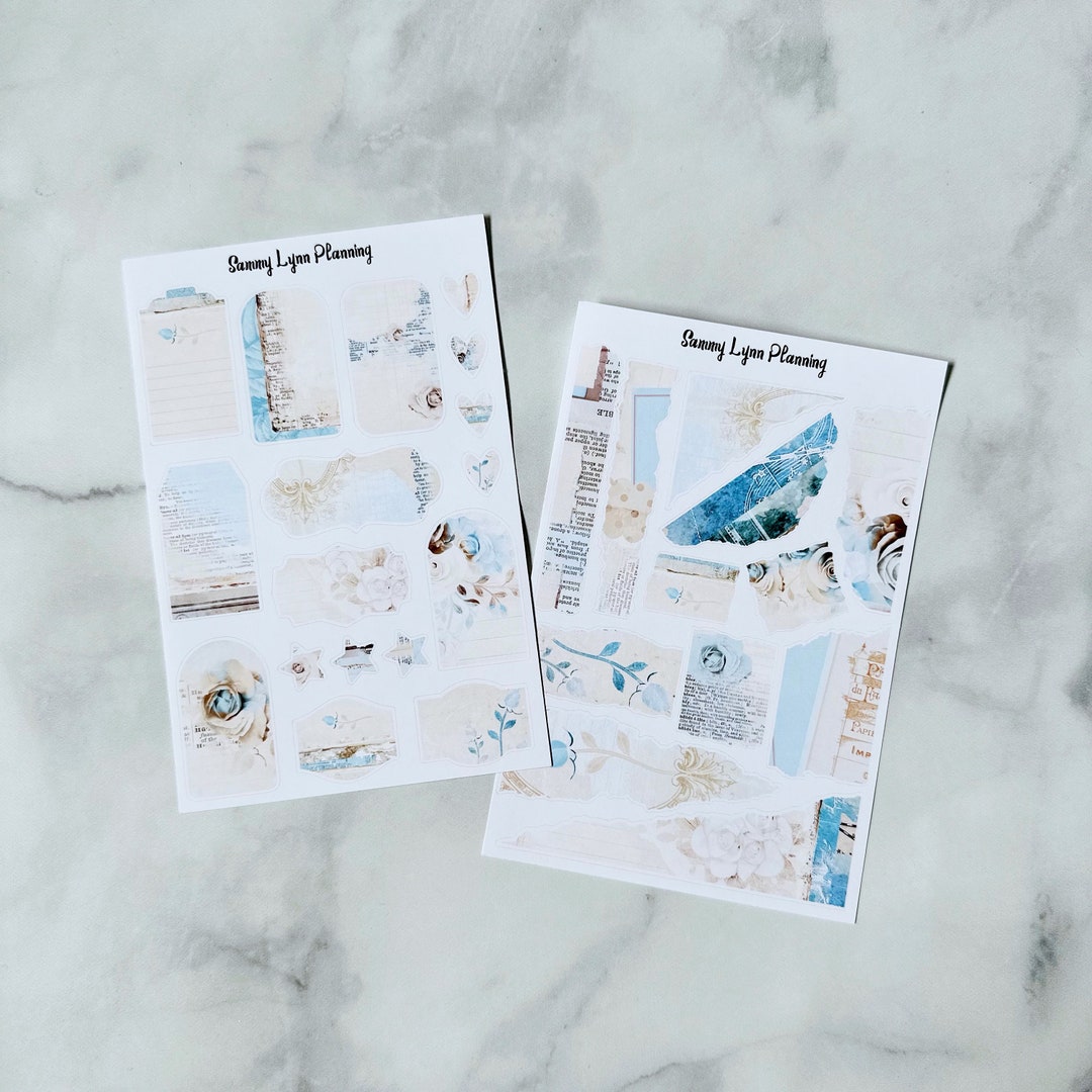 Blue Floral Journaling Kit - Journal Stickers | Decorative Planner Kit ...