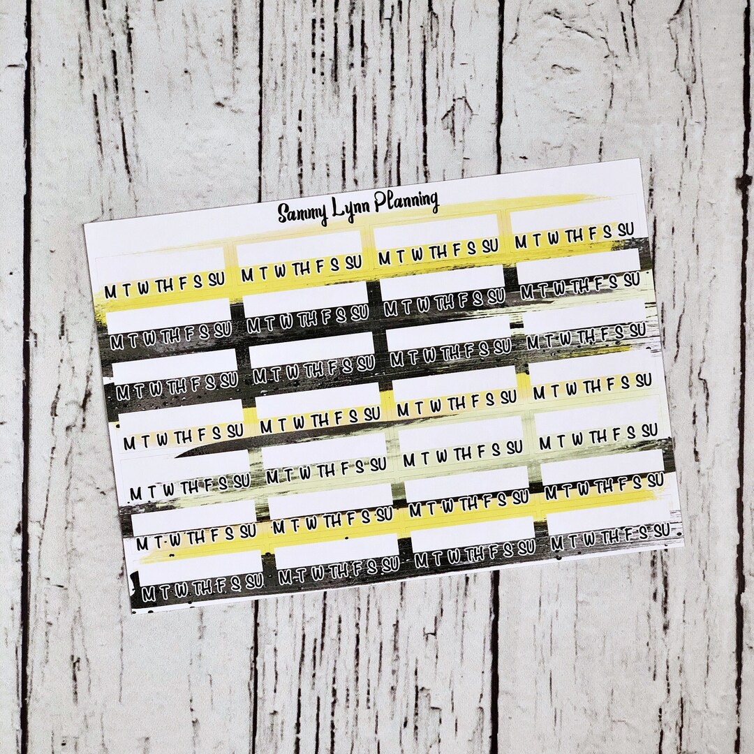 Yellow and Black Brush Stroke Stickers - Habit - Etsy