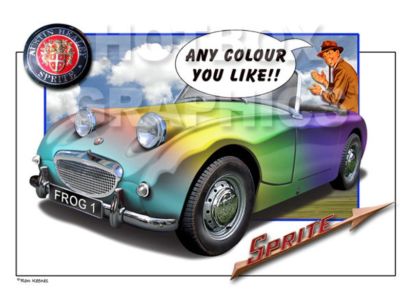 Personalised Illustration of Your Austin Healey Sprite - Etsy