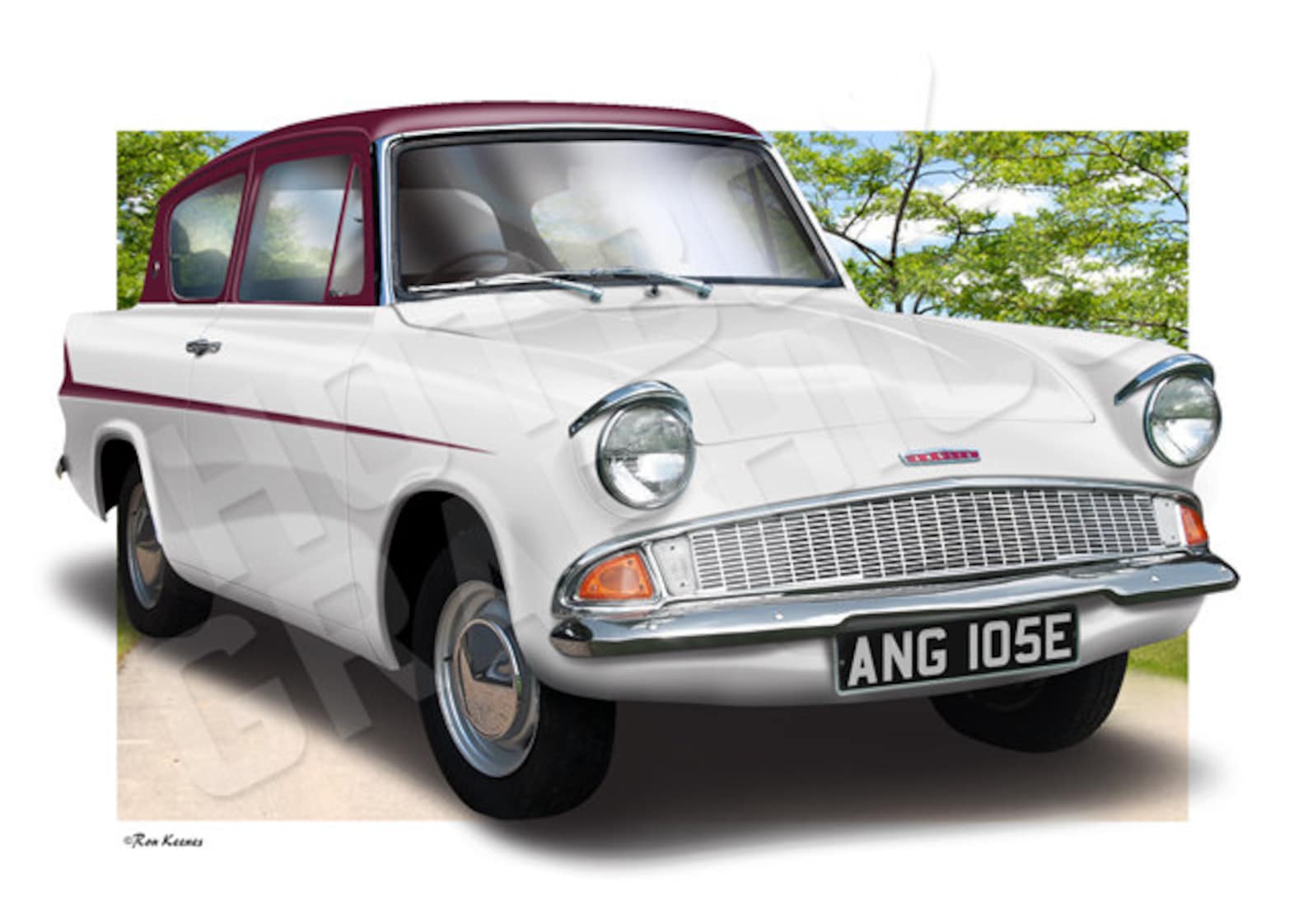 Personalised Illustration of Your Ford Anglia 105E - Standard or Hot ...