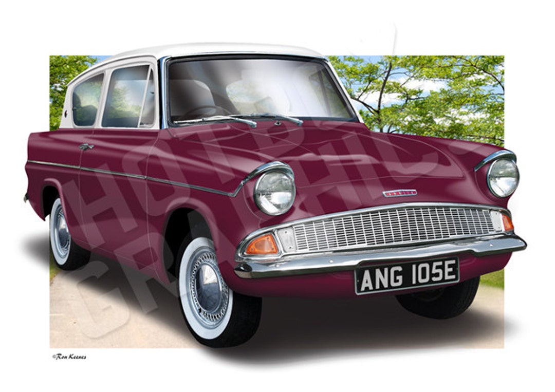 Personalised Illustration of Your Ford Anglia 105E - Standard or Hot ...