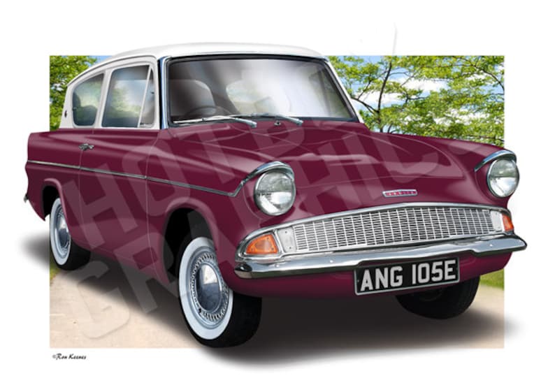 Personalised Illustration of Your Ford Anglia 105E - Standard or Hot ...