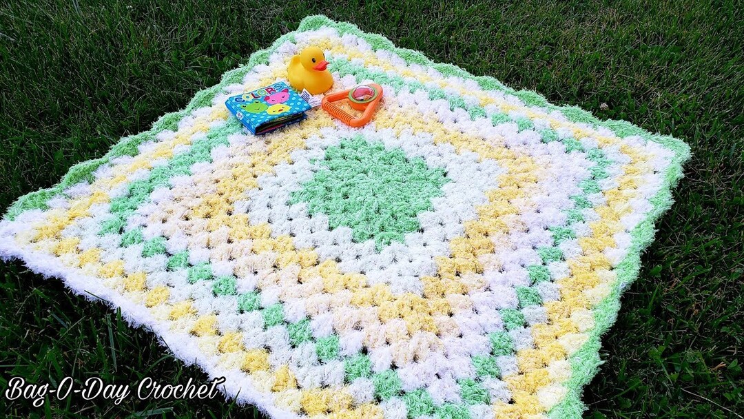 Easy Crochet Baby Blanket Play Mat Crochet Pattern Playtime at Grannies ...
