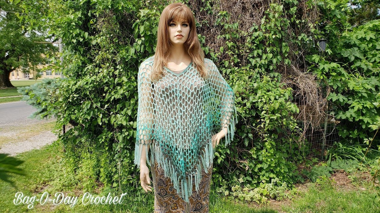 Crochet the Lacy Mint Poncho Bagoday Crochet Pattern DIGITAL DOWNLOAD ...