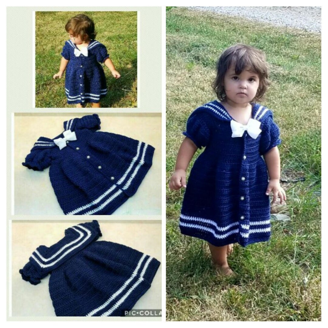 Crochet Sassy Lil Sailor Dress Pattern Size 2T DIGITAL DOWNLOAD ONLY - Etsy