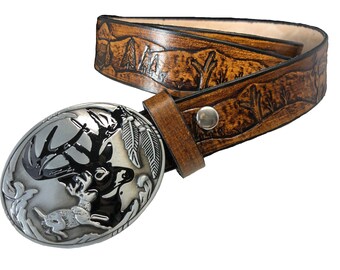Personalized Leather Belt / Brown Western Scroll/ Free Name / - Etsy
