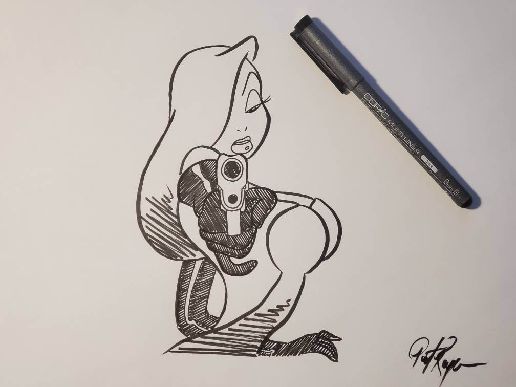 Disney Amblin Warner Bros Jessica Rabbit INK with gun | Etsy