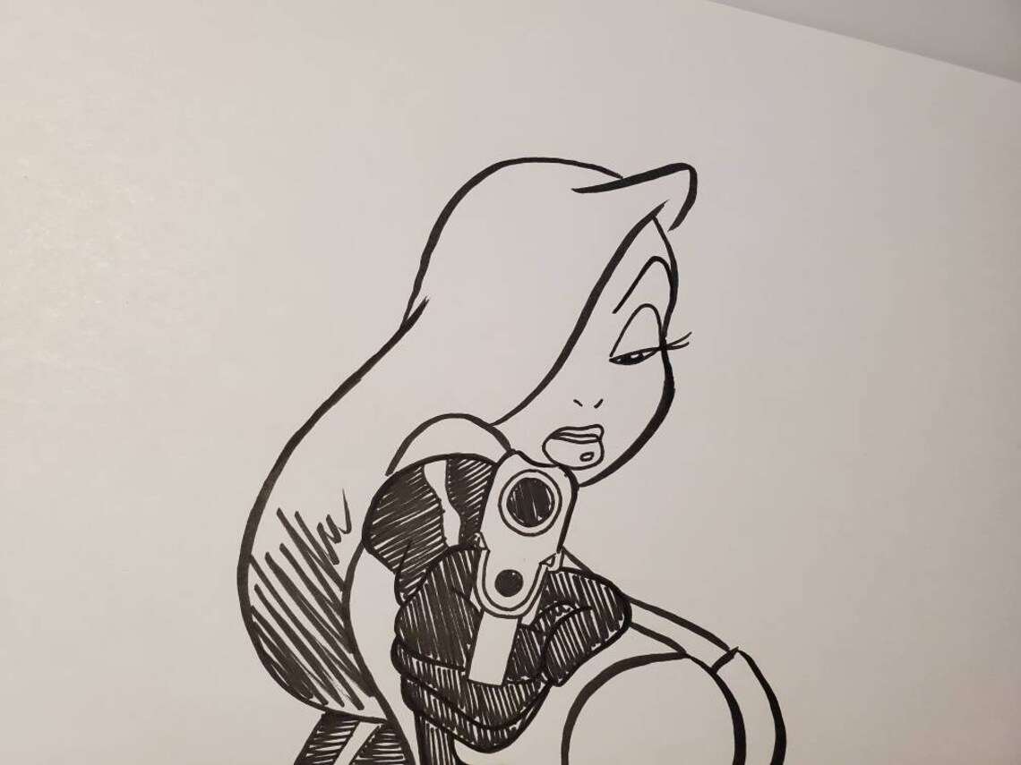 Disney Amblin Warner Bros Jessica Rabbit INK with gun | Etsy
