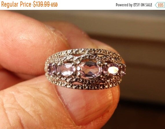 VENTA Hermoso raro anillo de amatista púrpura brasileño natural 1.38ct ...
