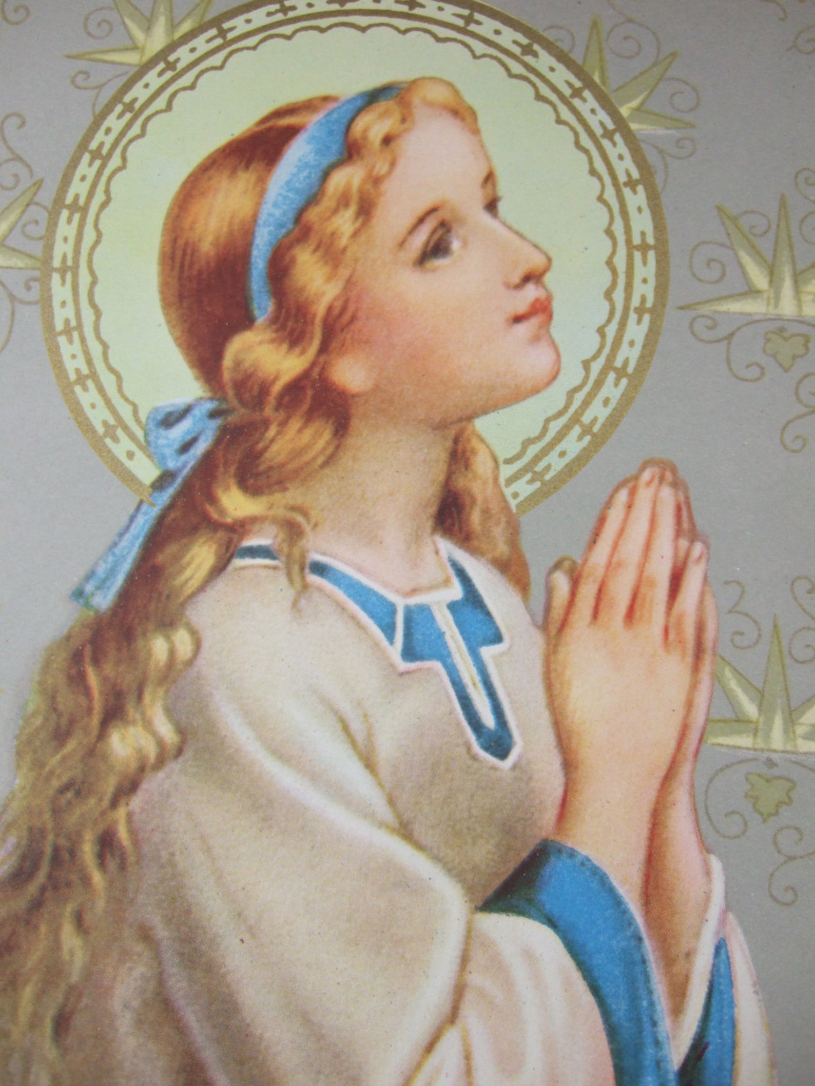Vintage Catholic Art Print of the Blessed Virgin Mary as a Child 6x8 ...