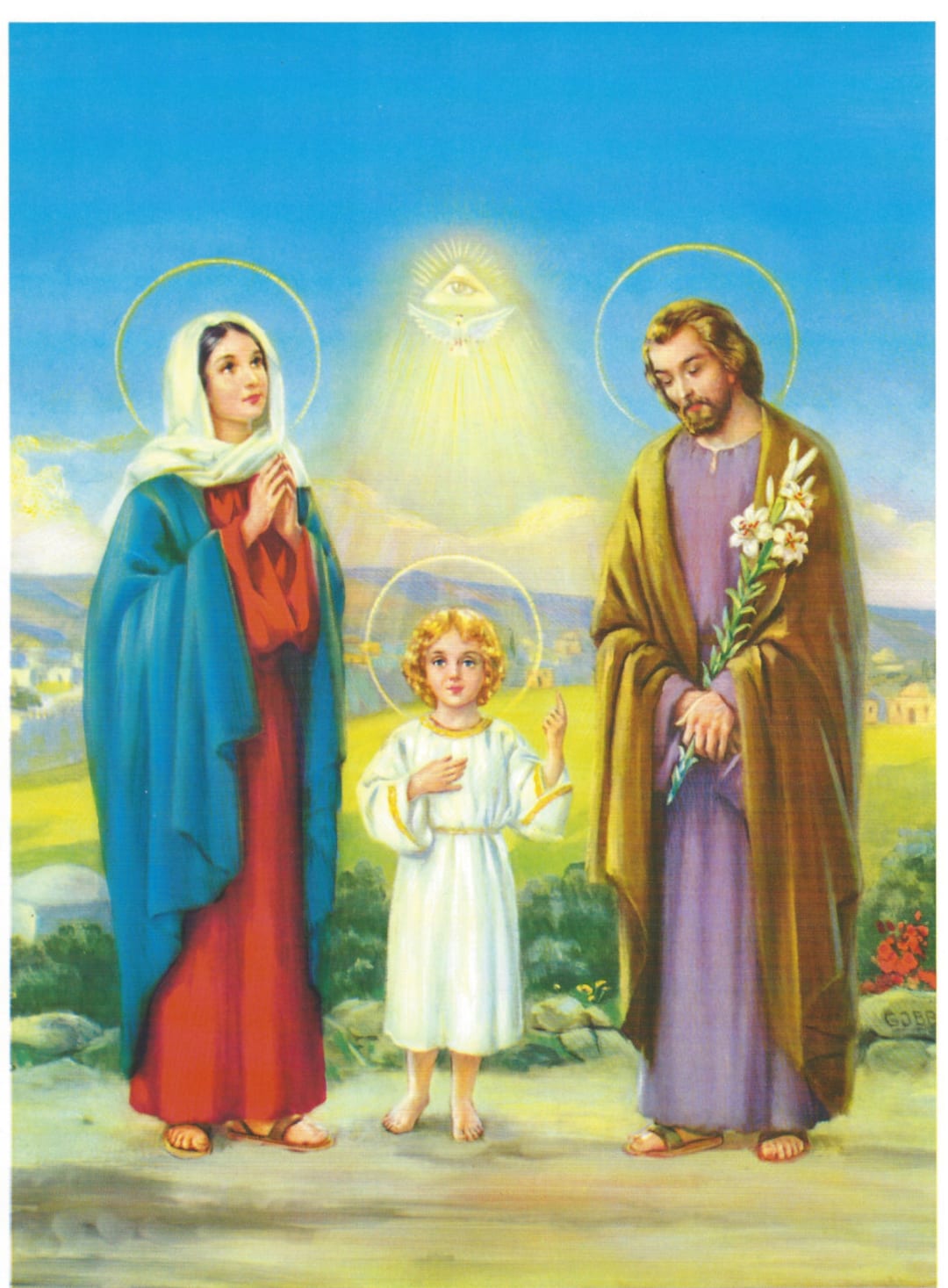 Holy Family and Blessed Trinity Religious Art Print Picture - 7 1/2" X ...