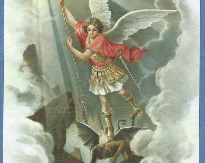 Saint Michael the Archangel Defeating Satan Art Print Picture - Etsy