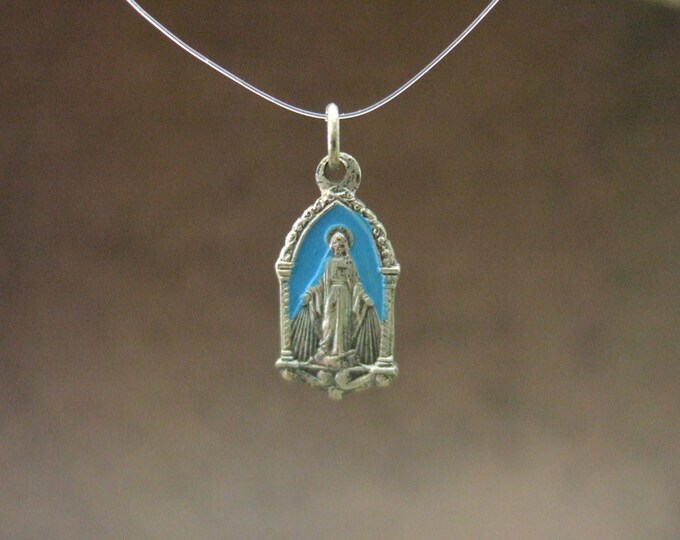 Vintage Catholic Miraculous Medal Pendant With Blue Enamel Color and Pretty Design - Etsy