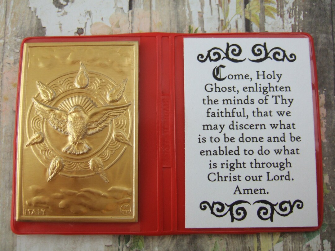 Holy Ghost Holy Spirit Pocket Prayer Folder Catholic Shrine With Metal ...