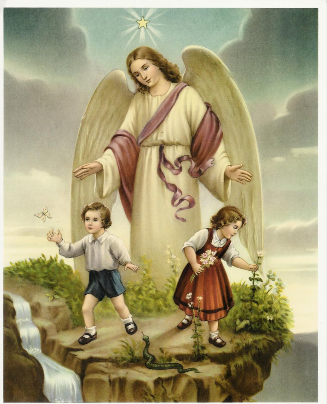 Guardian Angel With Boy and Girl Picture Catholic Art Print - 8" X 10 ...