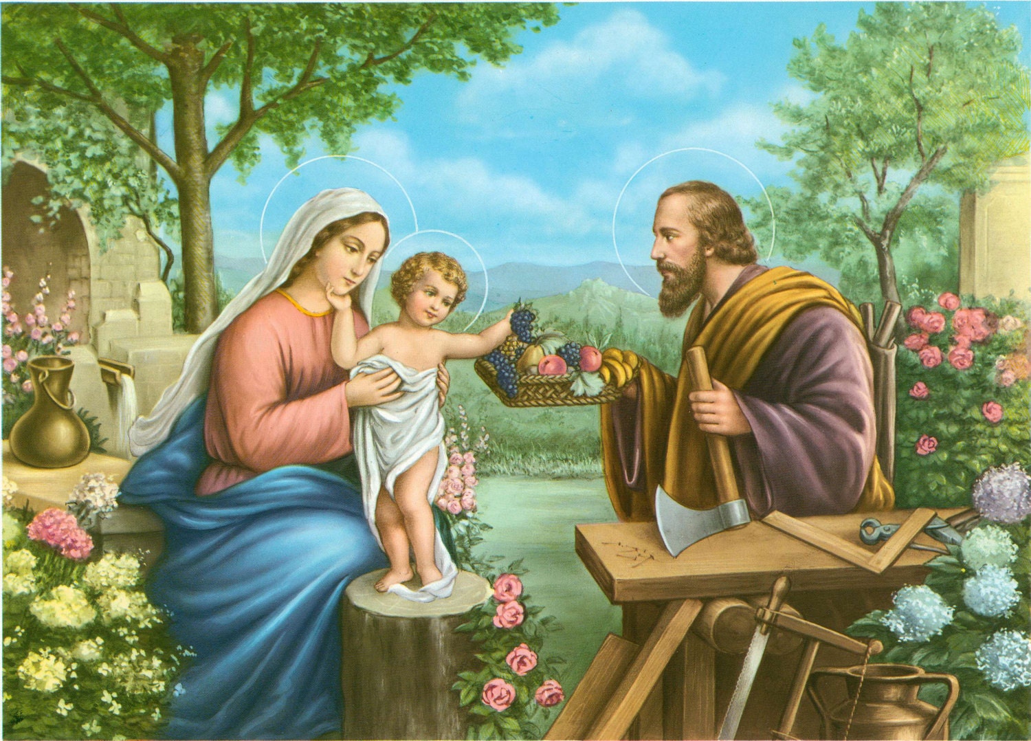 Holy Family at Nazareth Religious Art Print Picture - 10 X 7 1/2" Ready ...