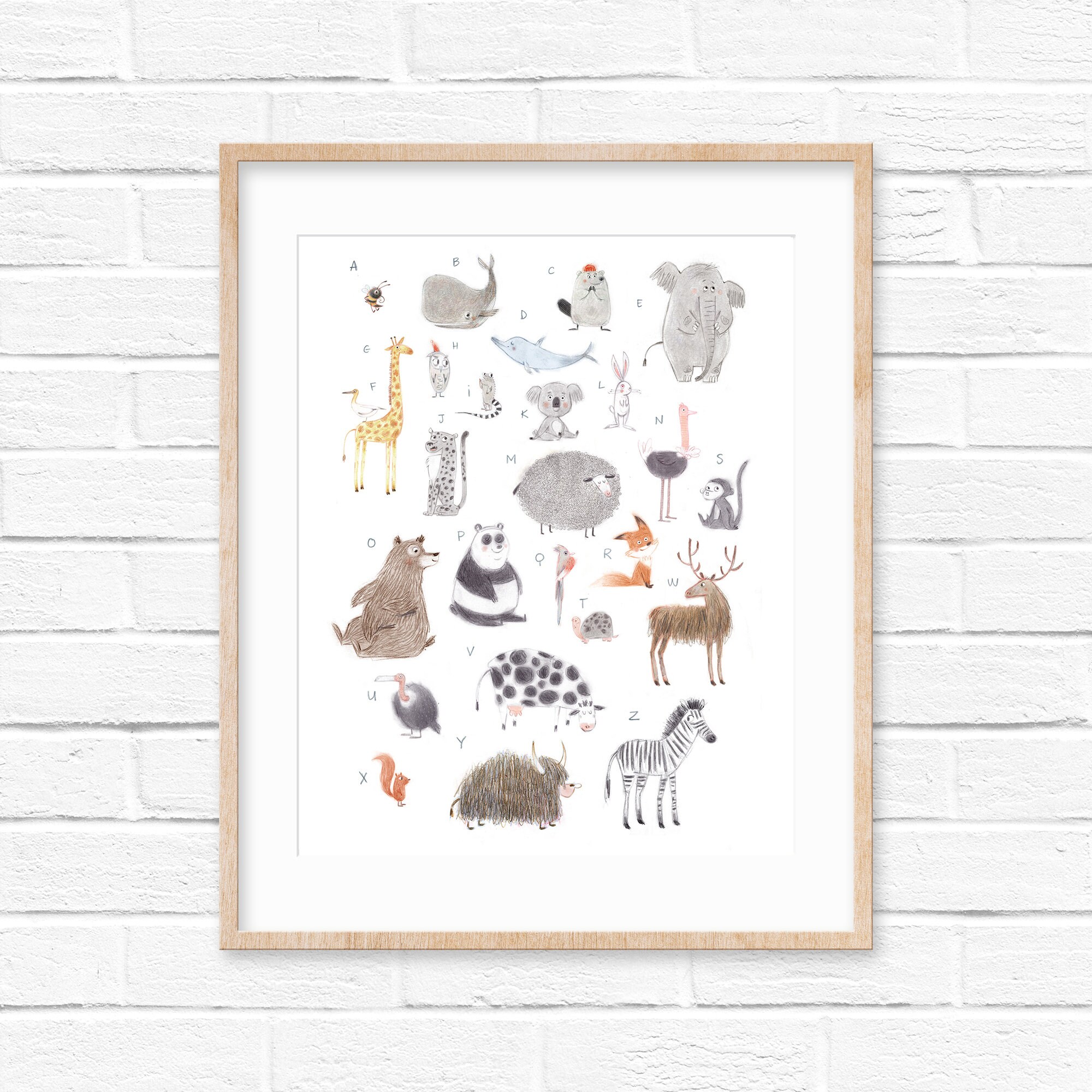 Watercolor Abc Animal Art Print Educational Poster Animals | Etsy