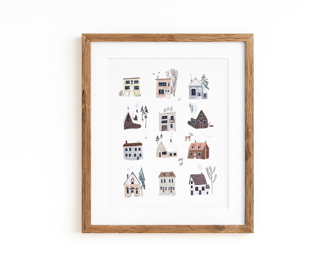 Art Print Illustration of Houses - Etsy Canada