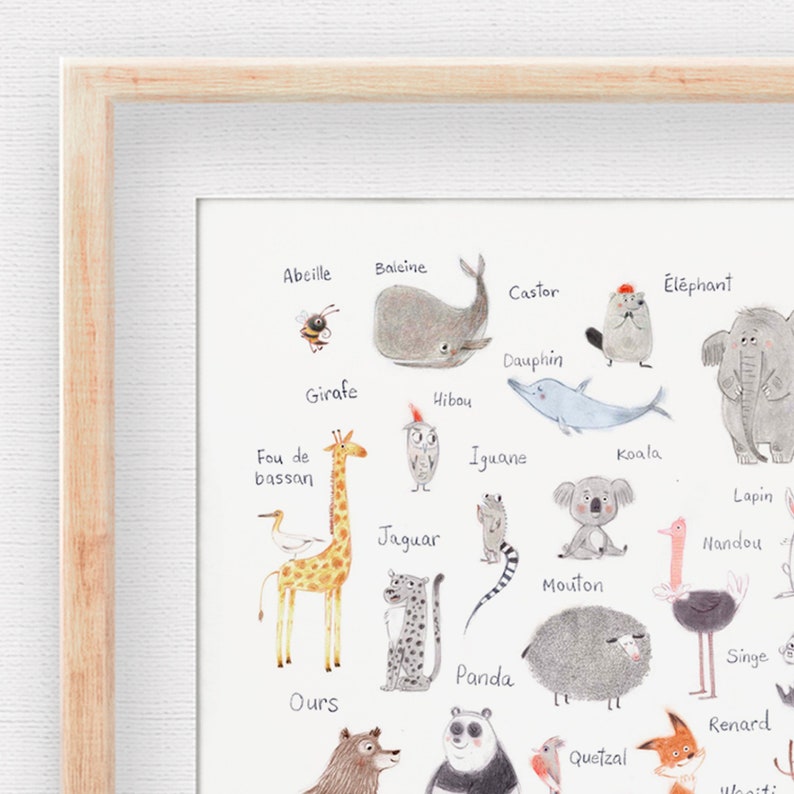 Watercolor Abc Animal Art Print Educational Poster Animals - Etsy
