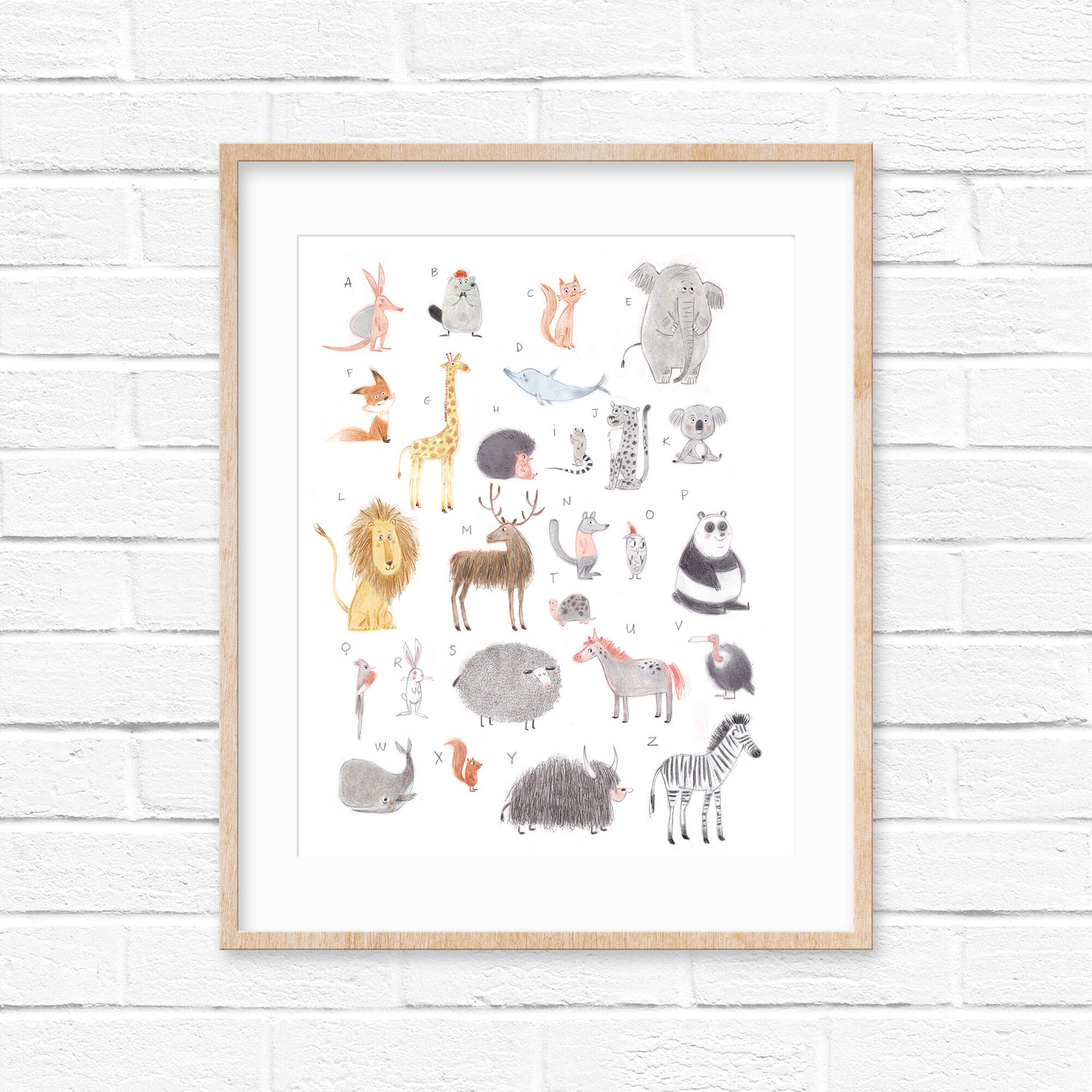 Watercolor Abc Animal Art Print Educational Poster Animals | Etsy