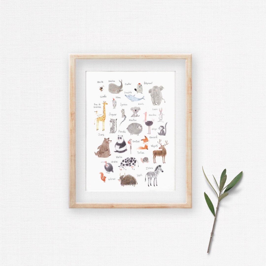 Watercolor Abc Animal Art Print Educational Poster Animals Art Print ...