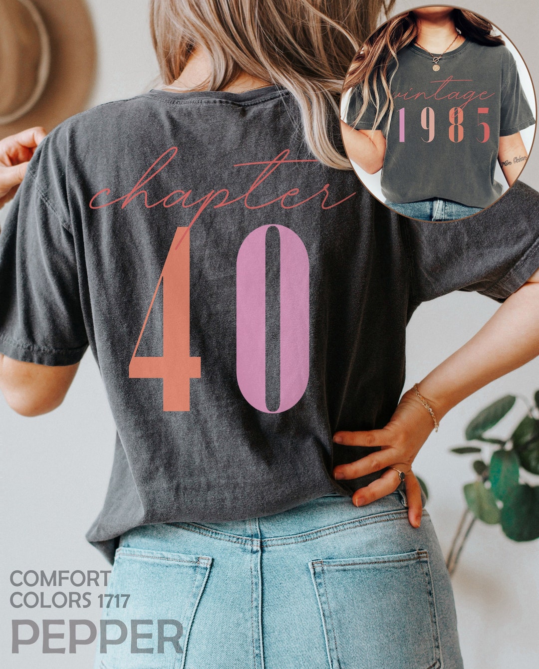 Classic 1985 Shirts for Women, Vintage 40th Birthday Year Number Tshirt ...