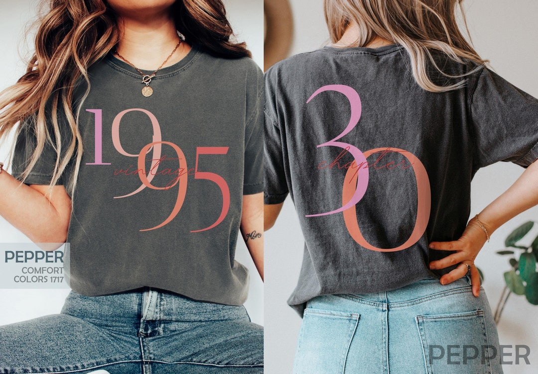 Classic 1995 Shirts for Women, Vintage 30th Birthday Year Number Tshirt ...