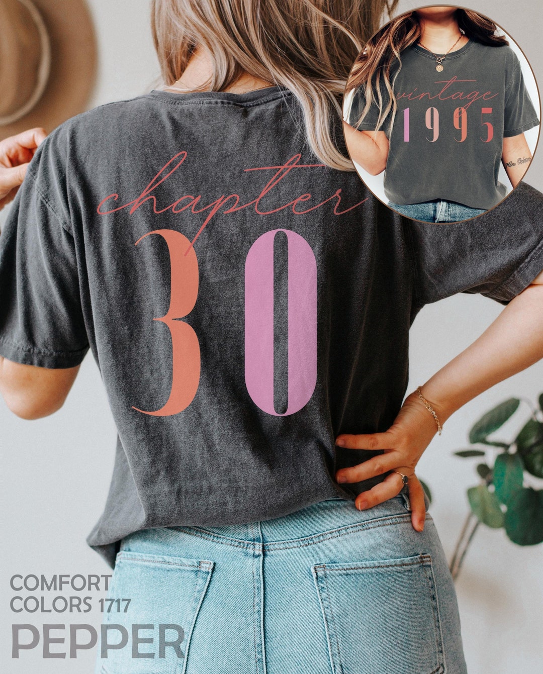 Classic 1995 Shirts for Women, Vintage 30th Birthday Year Number Tshirt ...