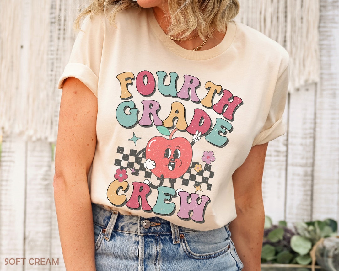 Retro Fourth Grade Teacher Shirt, 4th Grade Teacher Shirt for First Day ...