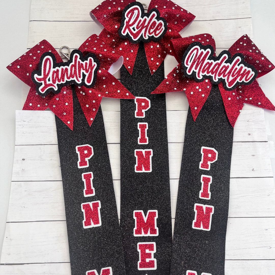 Red Pin Me Bow Cheer Gift Competition Cheer Gift for National Cheer ...