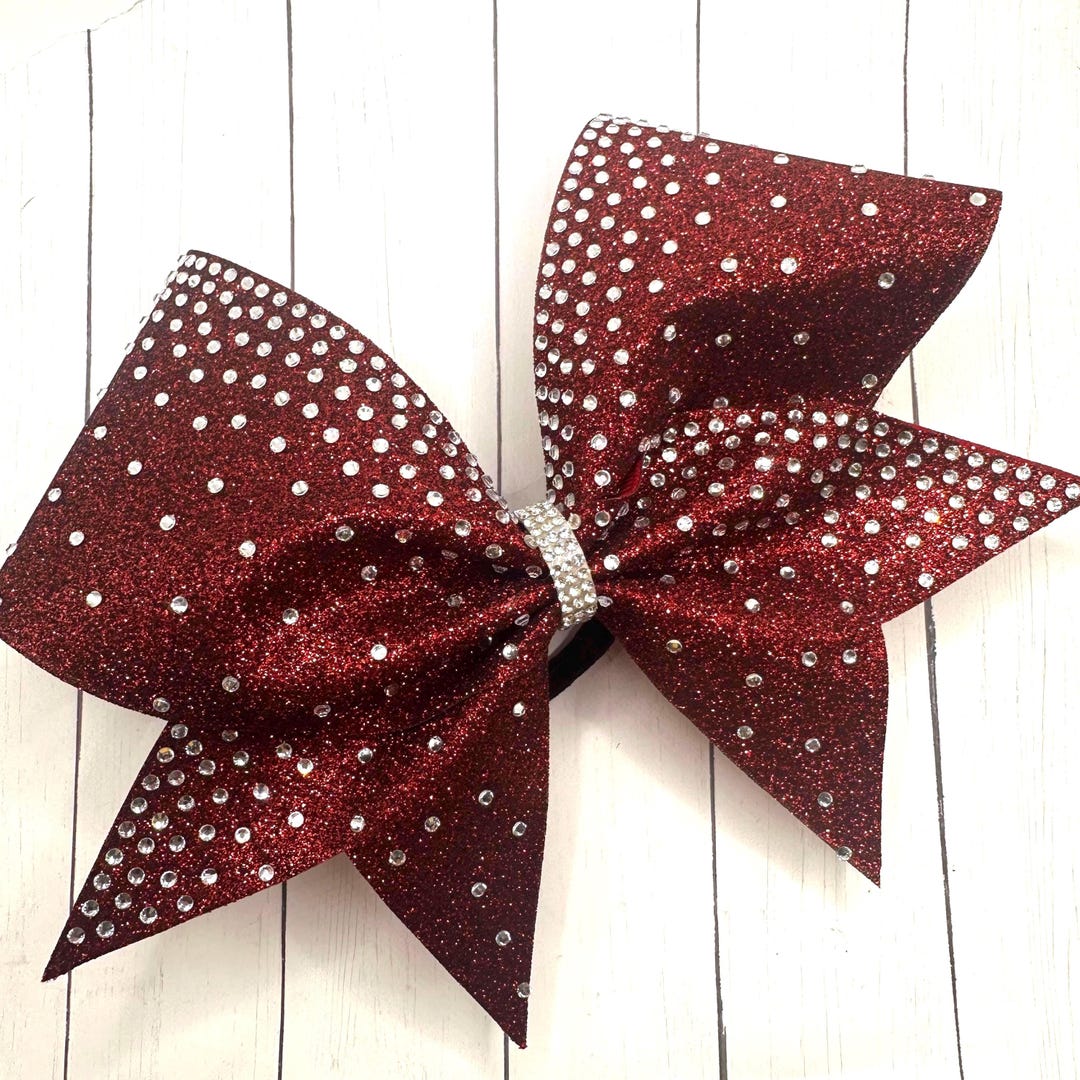 Maroon Cheer Bow Rhinestone Competition Cheer Bow Maroon Team Bows for ...