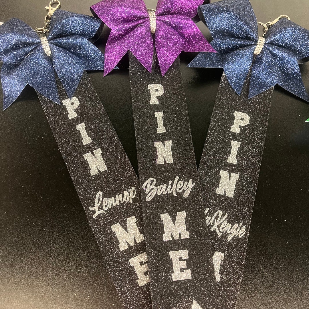 Cheer Gift Pin Trading Ribbon Pin Me Ribbon Pinme Competition Cheer Bow ...