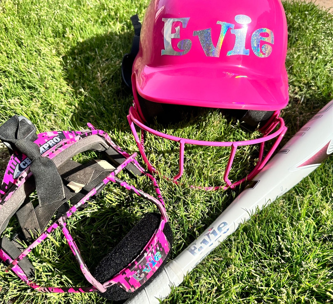 Decal Set for Softball Equipment Set of Three Custom Name Bat Helmet ...
