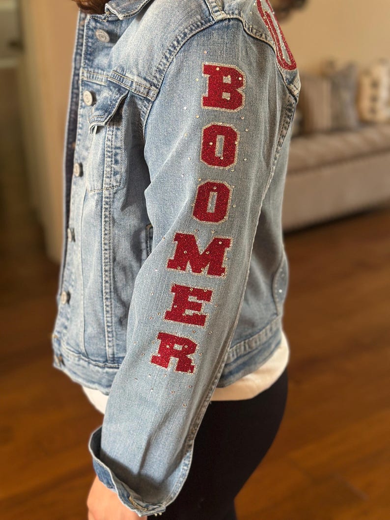 Oklahoma Jean Jacket Custom Game Day Denim Jacket for Game Day Jacket ...