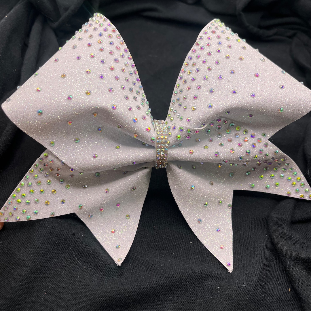 Cheer Bow Rhinestone WF White Cheerleading Bow All Star Cheer Bow ...