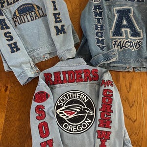 Custom Football Mom Jean Jacket: Game Day Team Spirit Denim - Etsy