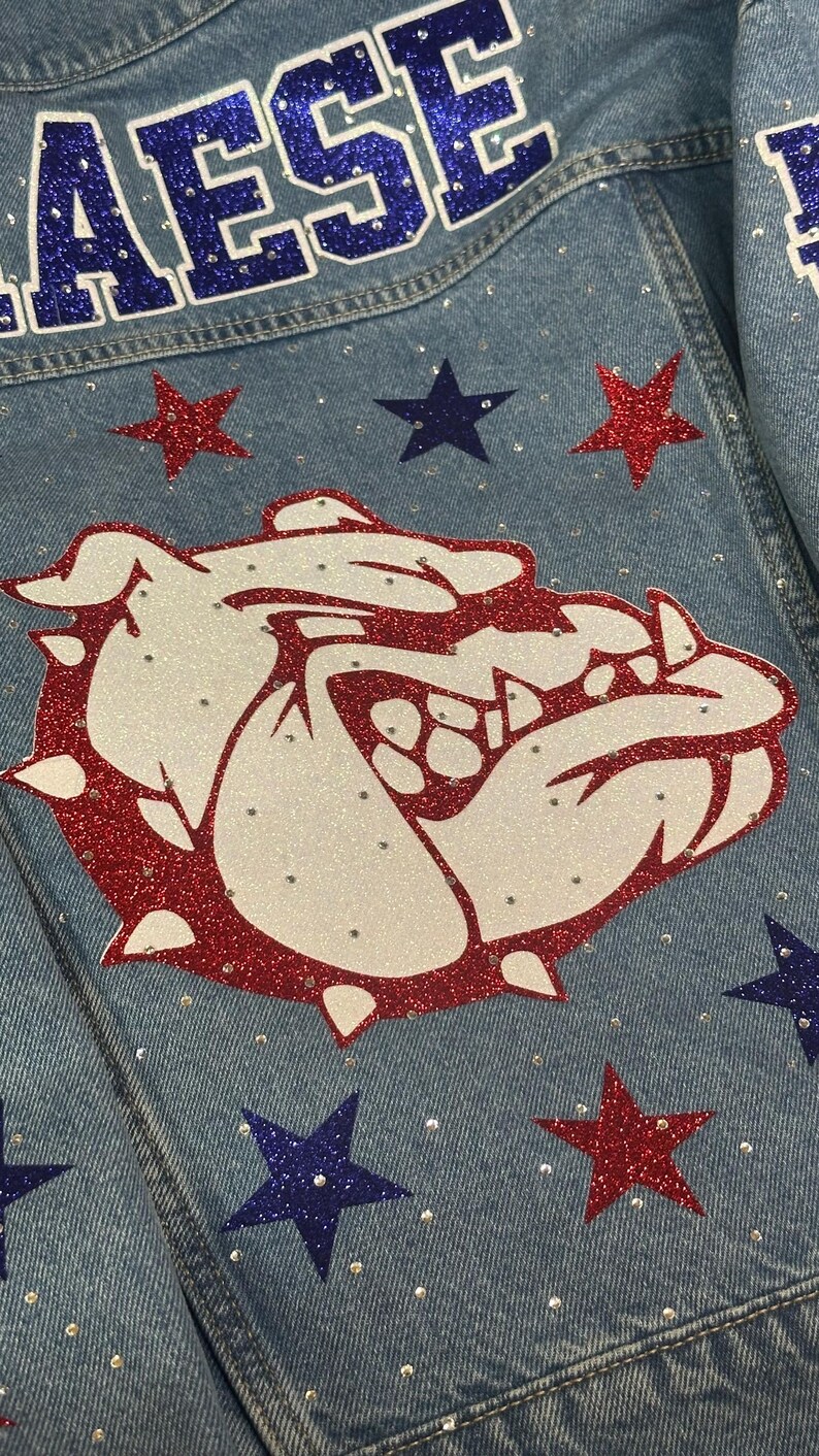 Bulldogs Custom Jean Jacket: Game Day Team Spirit Denim Jackets Made to ...