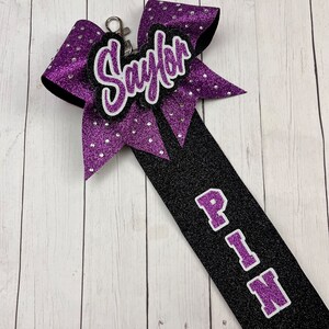 Purple Pin Me Bow for Competition Cheer Gift Pin Me Bag Tag Pin Me ...