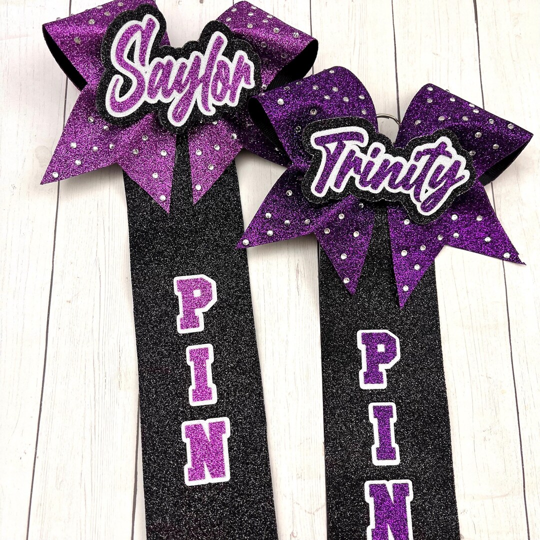 Purple Pin Me Bow for Competition Cheer Gift Pin Me Bag Tag Pin Me ...