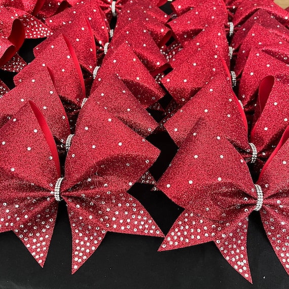 Red Rhinestone Cheer Bows