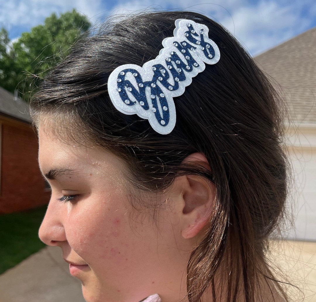 Team Name Clip Great for Drill Team Band Color Guard Baton Twirler Hair ...