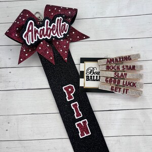 Jade Pin Me Ribbon With Rhinestones Pin Me Bow Cheer Pins Cheer Bow Bag Tag Cheer Clothes Pins ...