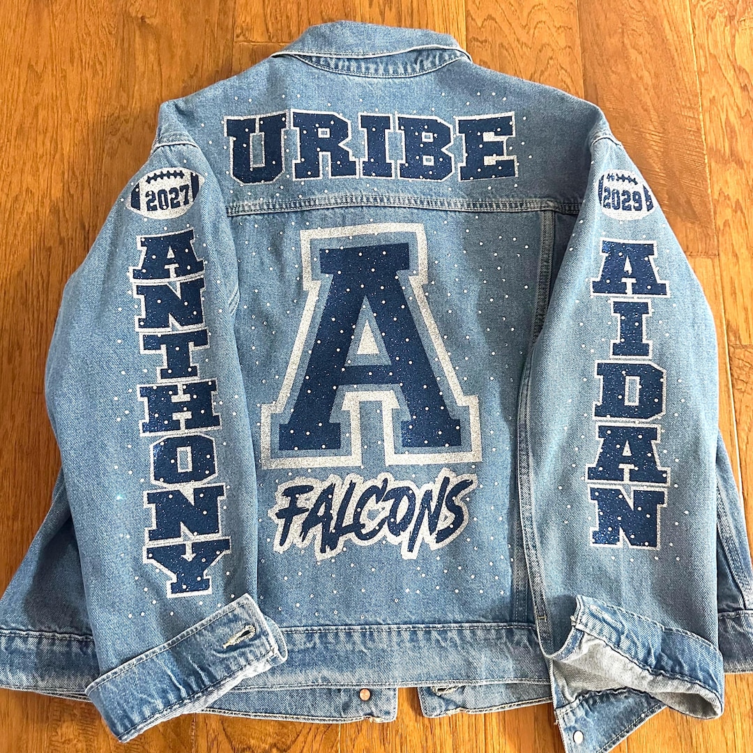 Custom Football Mom Jean Jacket: Game Day Team Spirit Denim - Etsy