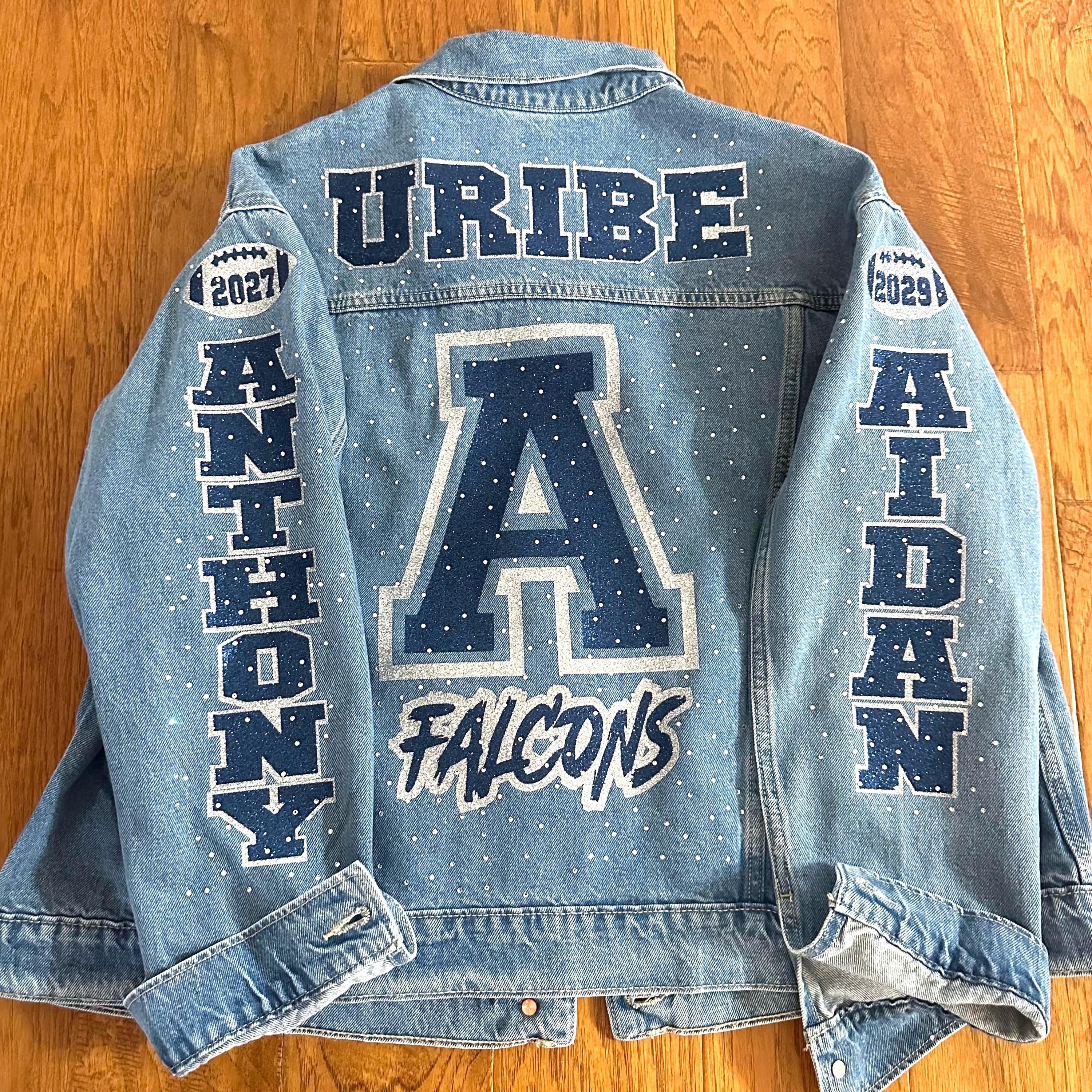 Custom Football Mom Jean Jacket: Game Day Team Spirit Denim - Etsy