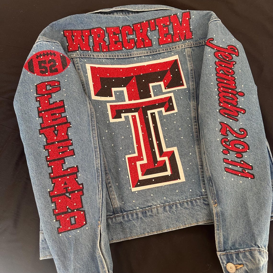 College Jean Jacket Game Day Denim Jacket Custom Team Jacket Mom ...