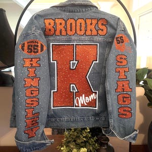 Football Jean Jacket Custom Game Day Denim Jacket Cheer Mom Custom ...