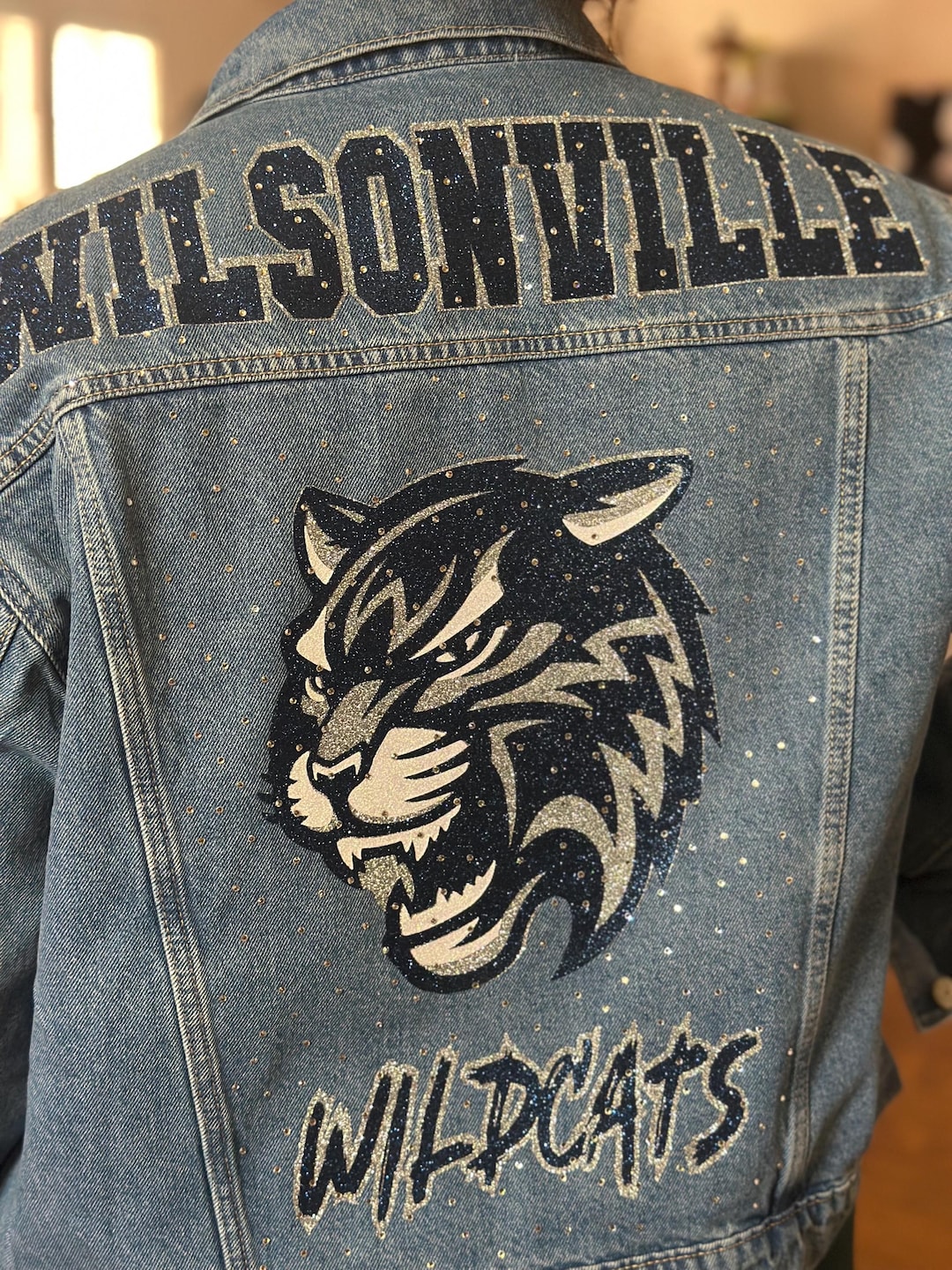 Football Jean Jacket Custom Game Day Denim Jacket Cheer Mom Custom ...